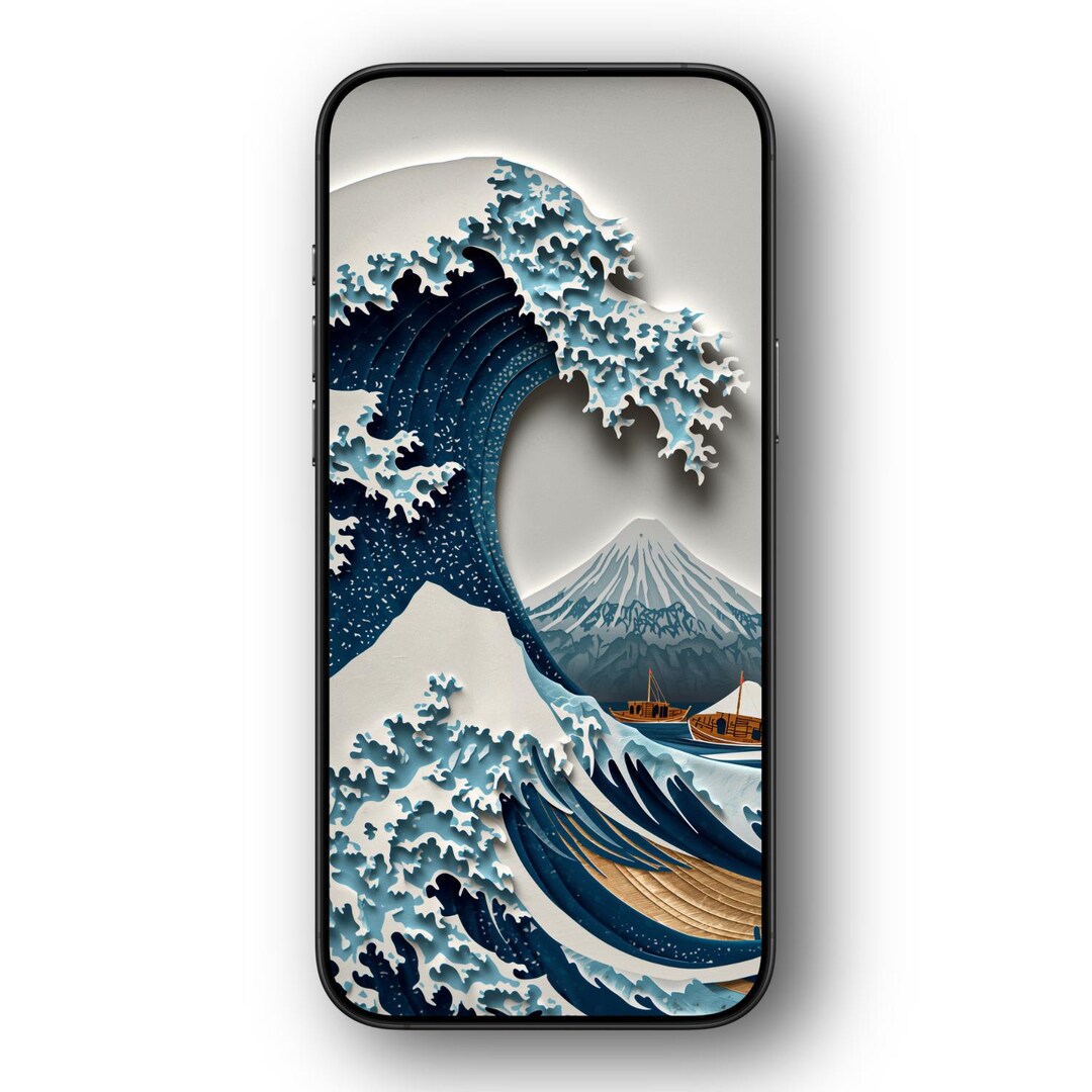 Wave Phone Wallpaper – 3D Papercraft Art (digital Download) - Etsy