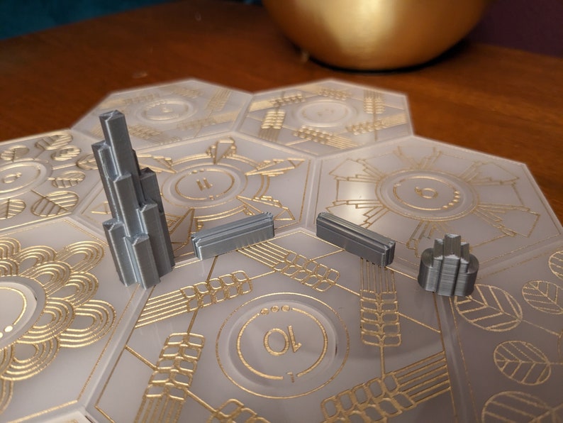 Art Deco Style Custom Catan Pieces-metallic Collection - Etsy