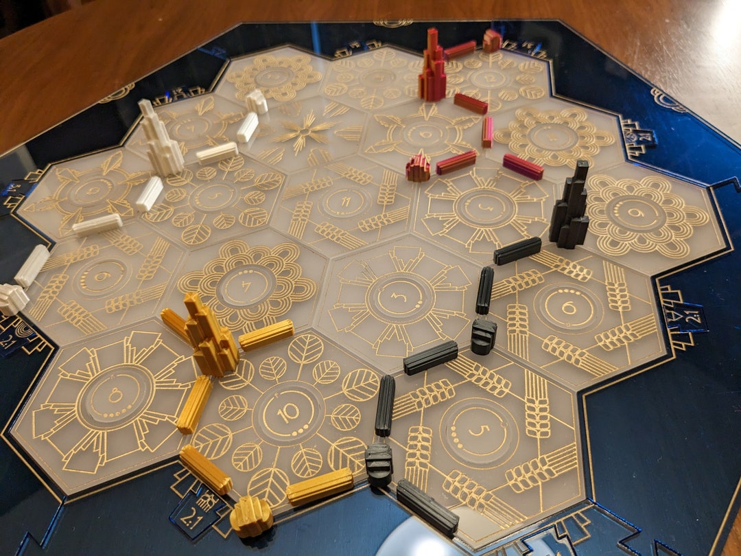 Art Deco Style Custom Catan Pieces-metallic Collection - Etsy