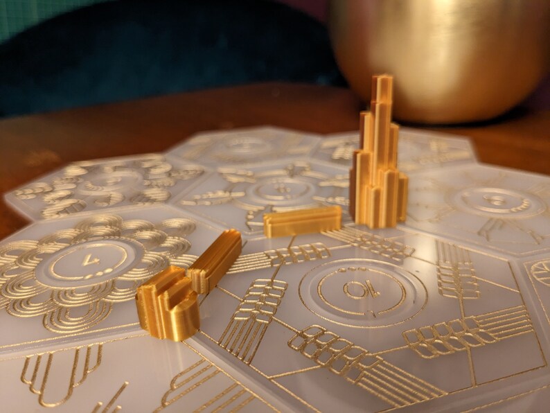 Art Deco Style Custom Catan Pieces-metallic Collection - Etsy