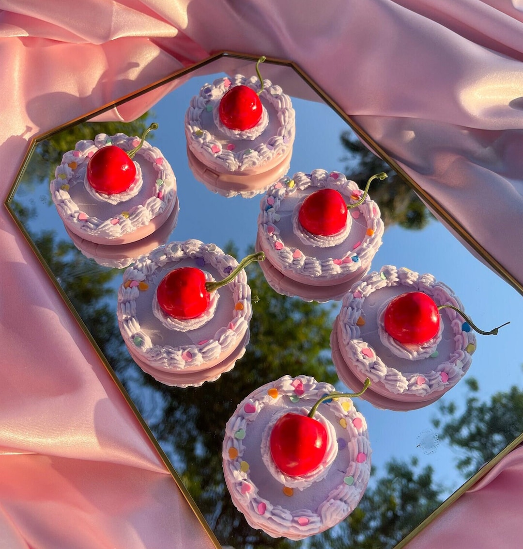 Fake Cake Compact Mirror Cherry Sprinkle Toppings Round Aesthetic Room ...