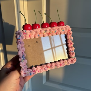 Pink Sprinkle Fake Cake Photo Frame With Cherries - Decoden Photo Frame ...