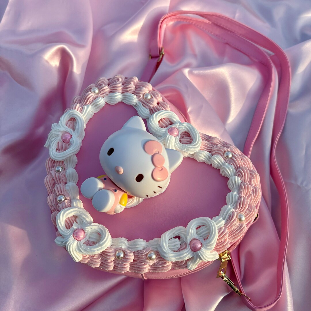 Kitty Fake Cake Heart Purse / Pink Heart Shaped Bag / Coquette ...