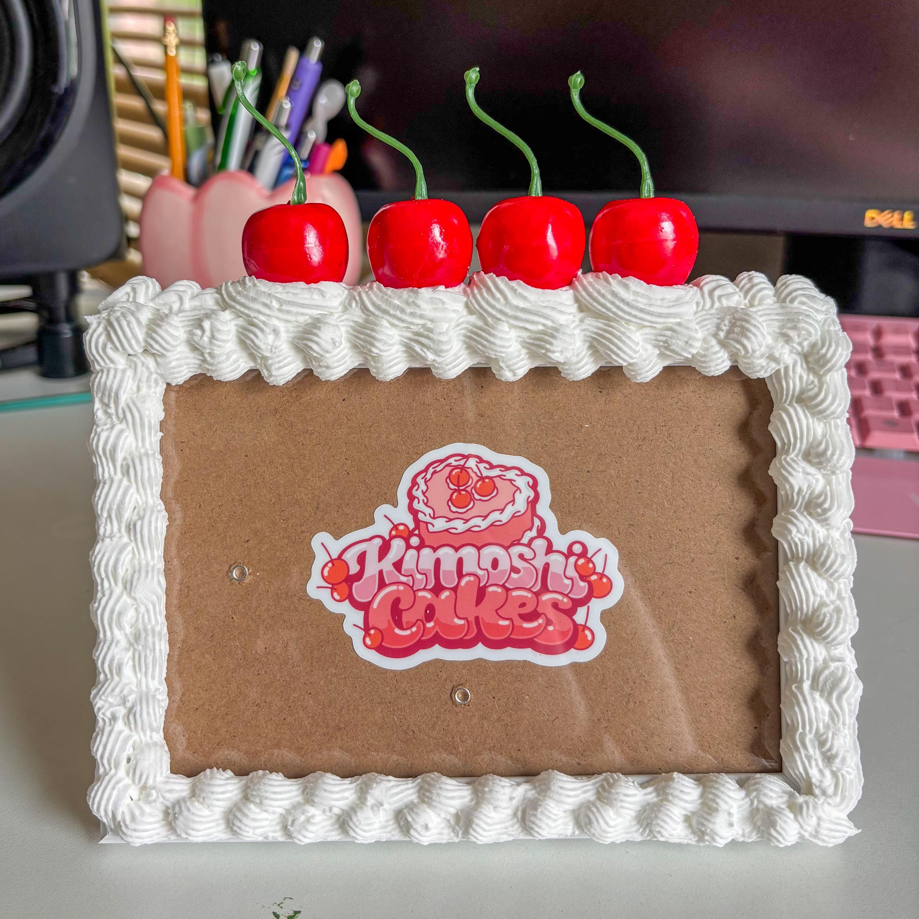 Vintage Cherry Fake Cake Photo Frame - Decoden Faux Pastry Decor ...