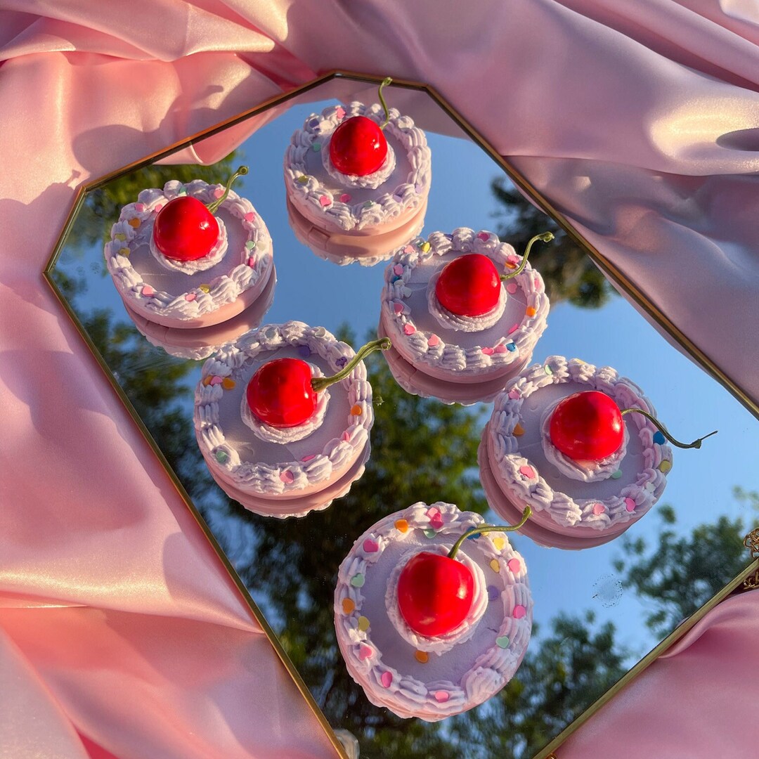 Cherry Fake Cake Compact Mirror - Sprinkle Y2K Aesthetic Handmade Gift ...
