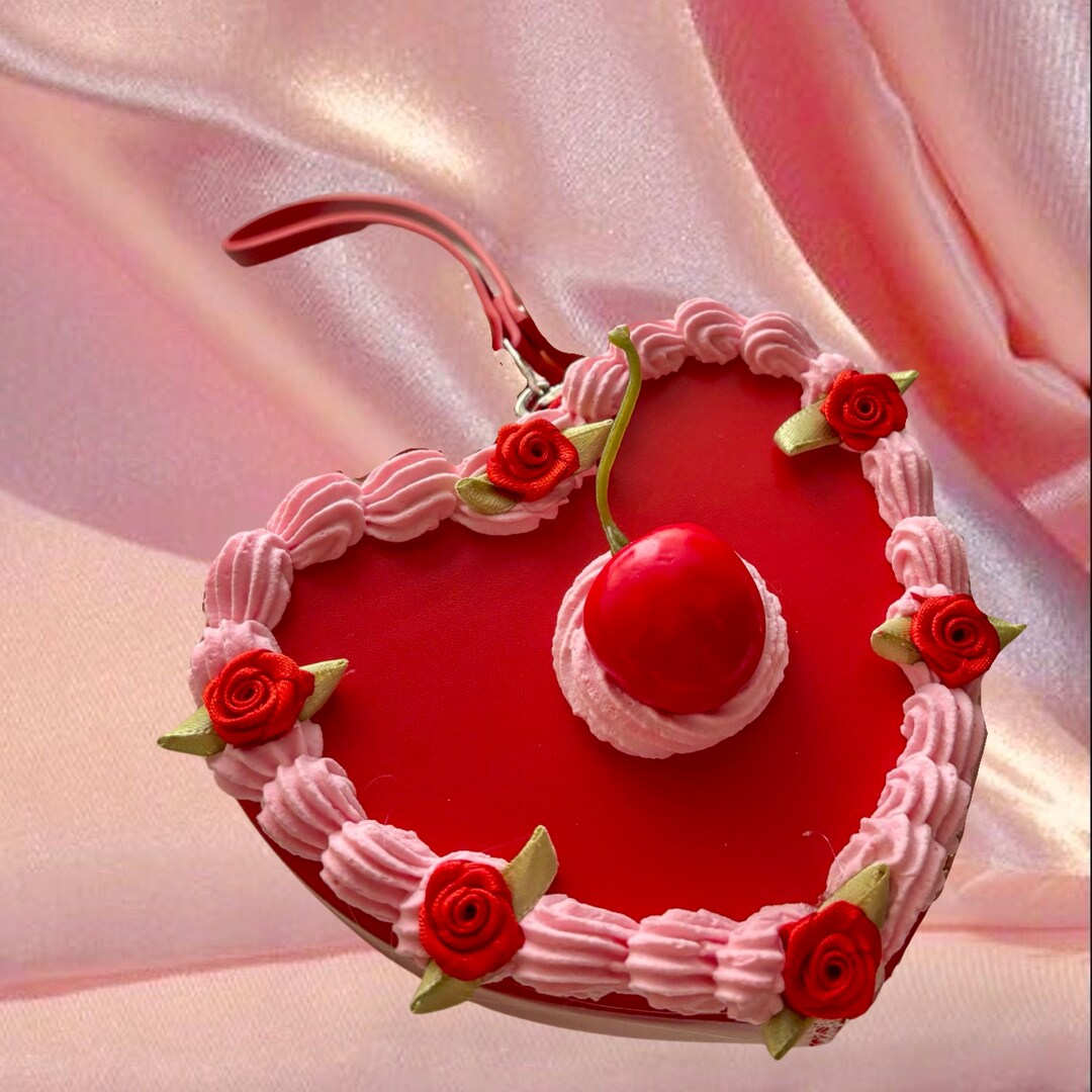 Coquette Fake Cake Coin Purse / Red Heart Shaped Bag / Fake Cake ...
