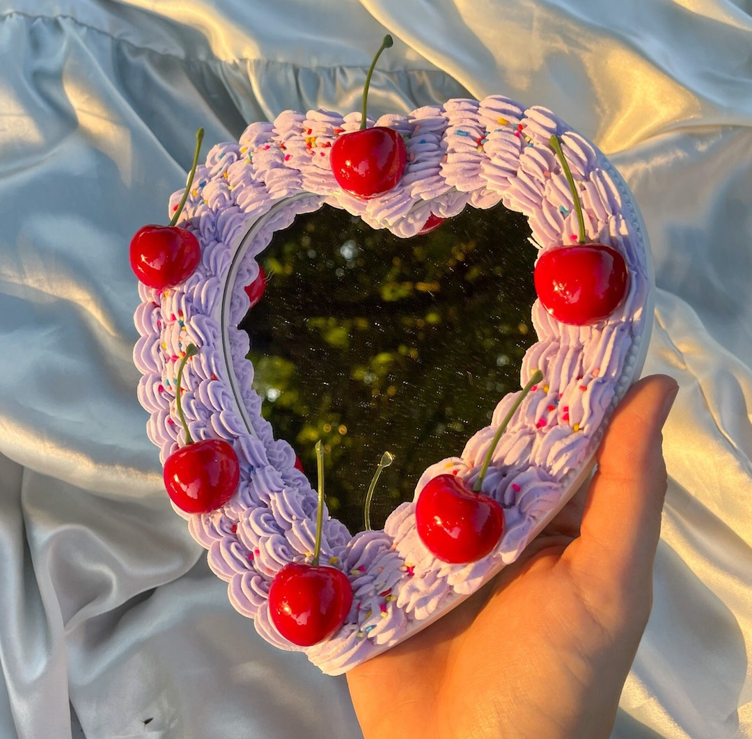 Heart Shaped Fake Cake Mirror With Cherries and Sprinkles - Hangable ...