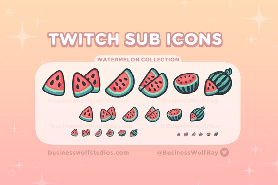 Twitch Sub Icon Fruit Set Watermelon Asset Emote Streaming - Etsy