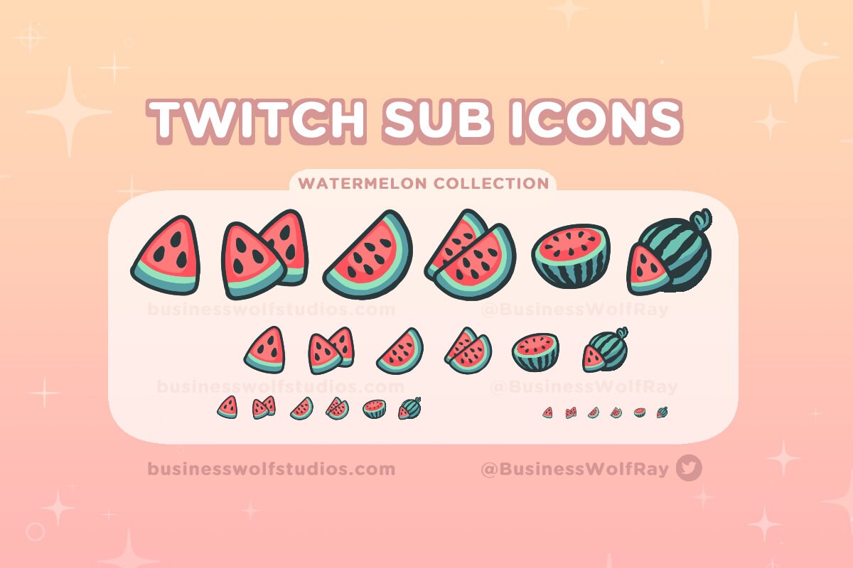 Twitch Sub Icon Fruit Set Watermelon Asset Emote Streaming Digital - Etsy
