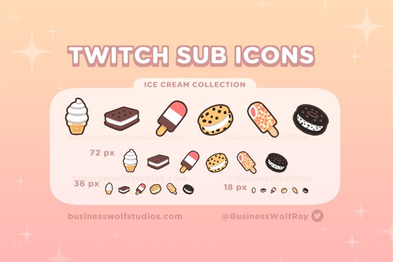 Twitch Sub Icon Ice Cream Set Asset Emote Streaming Digital - Etsy