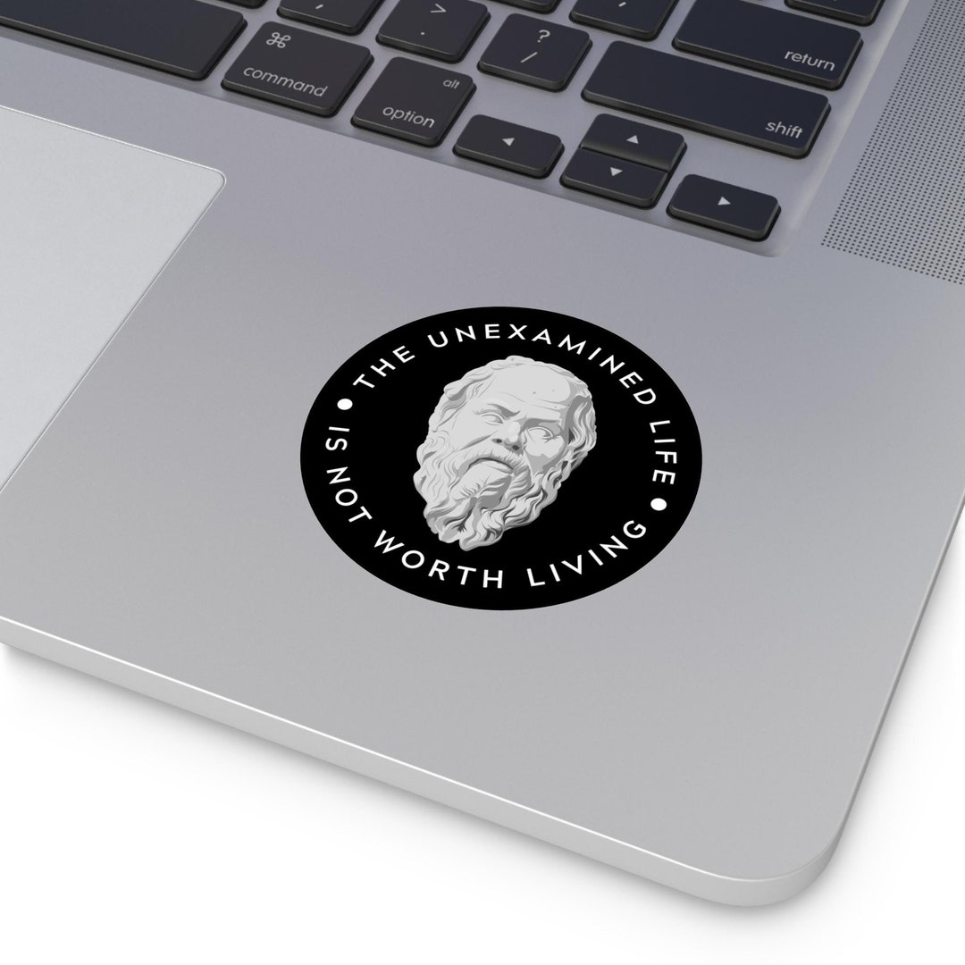 Socrates Ancient Greek Philosopher Round Vinyl Sticker, the Unexamined ...