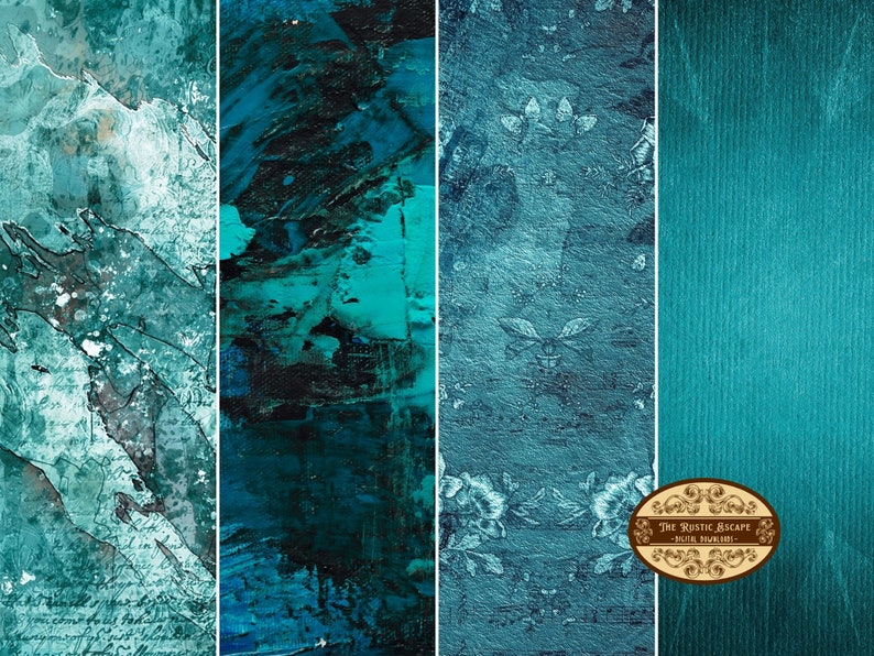 8.5x11 Teal Turquoise Textures Digital Background Scrapbooking Paper ...