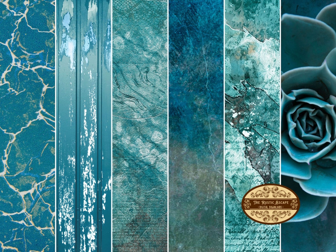 8.5x11 Teal Turquoise Textures Digital Background Scrapbooking Paper ...