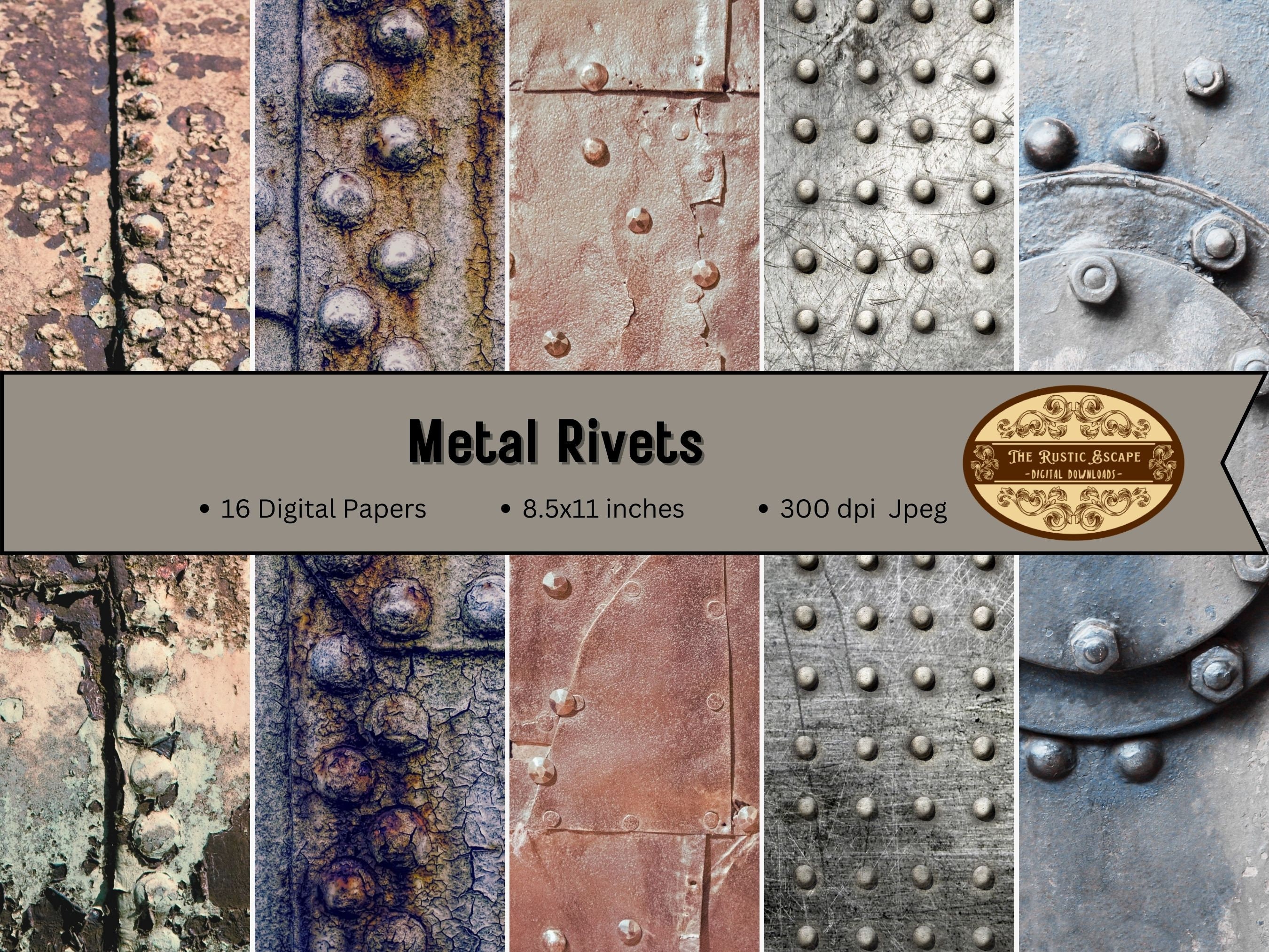 8.5x11 Metal With Rivets Background Scrapbook Papers, 16 Pages - Etsy