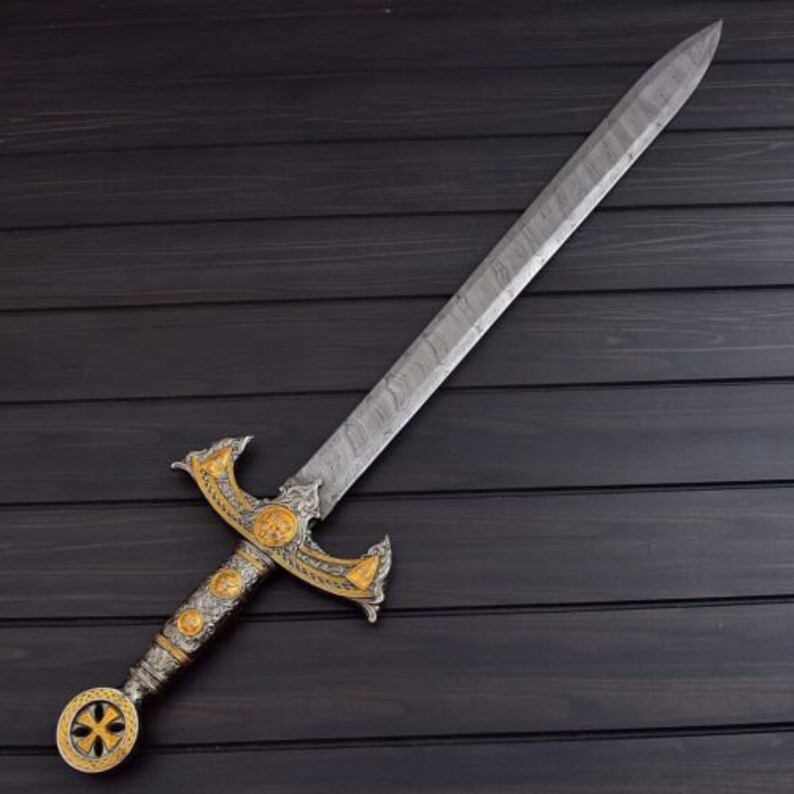 Custom Handmade Damascus Steel Sword Viking Sword KNIGHTS - Etsy