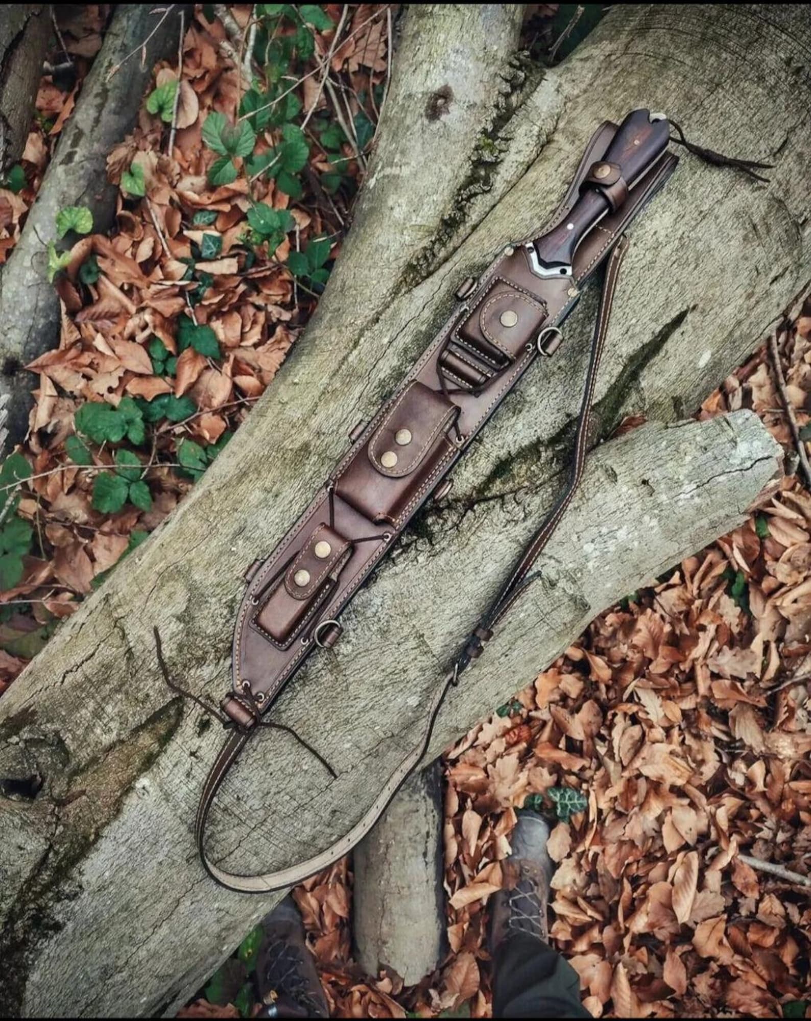 Handmade Forest Knife With Black Sling and Leather Sheath / SPRING ...