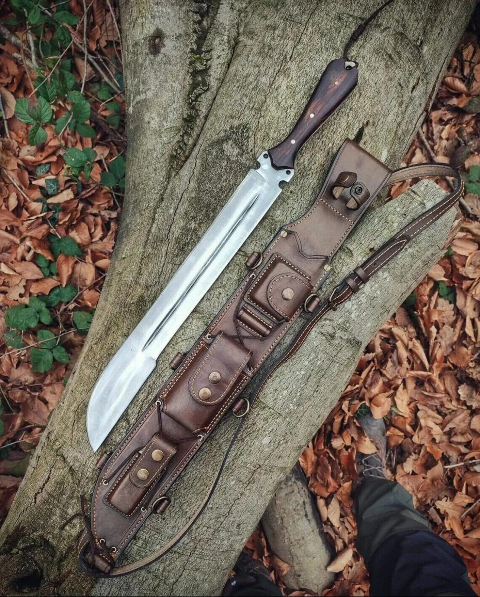 Handmade Forest Knife With Black Sling and Leather Sheath / SPRING ...