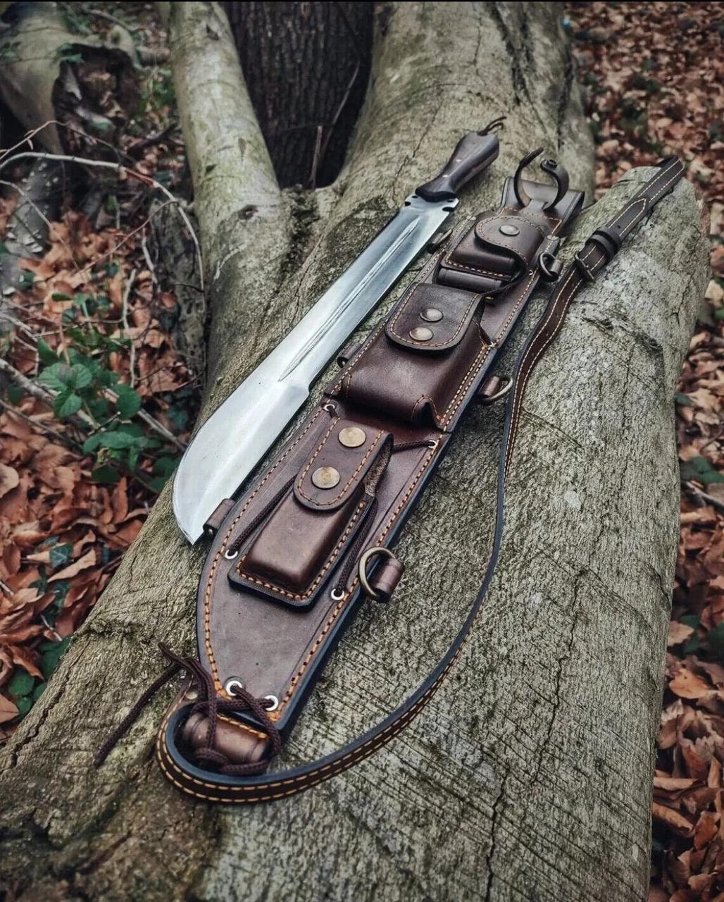 Handmade Forest Knife With Black Sling and Leather Sheath / SPRING ...