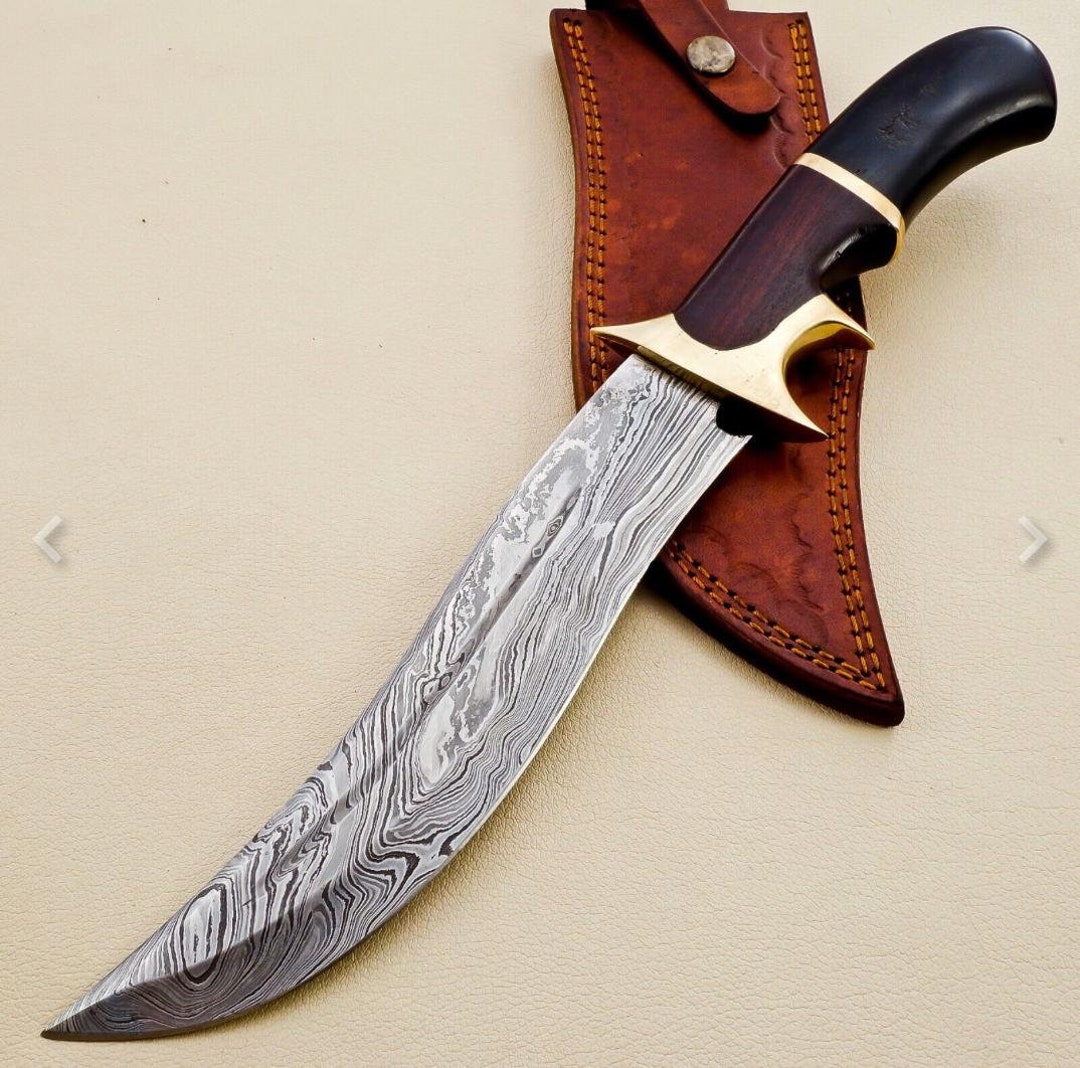 VINTAGE STYLE DAMASCUS Steel Big Blade Hunting Knife - Etsy