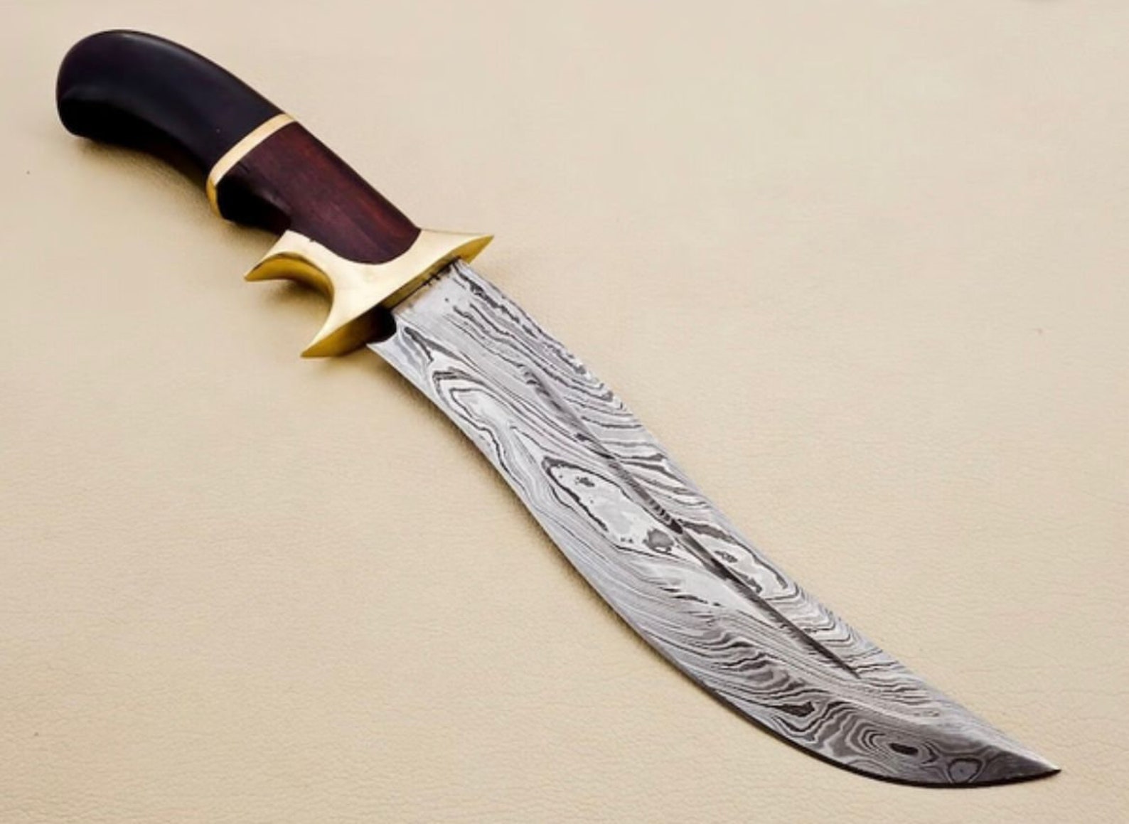 VINTAGE STYLE DAMASCUS Steel Big Blade Hunting Knife - Etsy