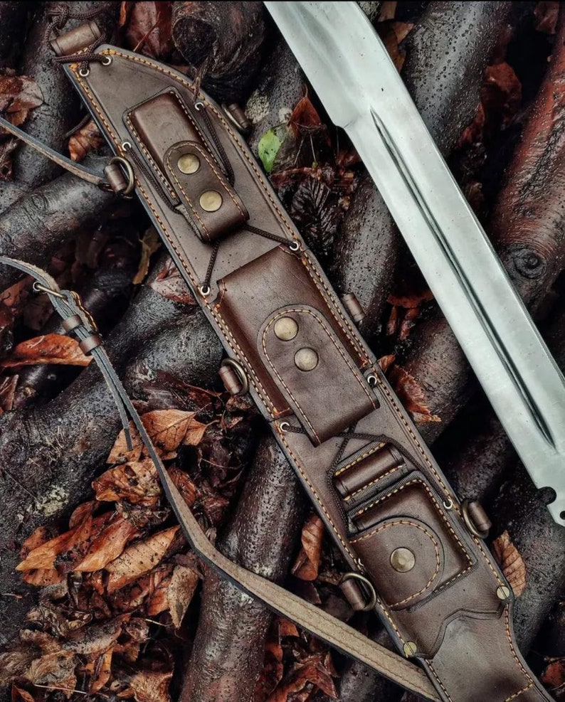 Handmade Forest Knife With Black Sling and Leather Sheath / SPRING ...
