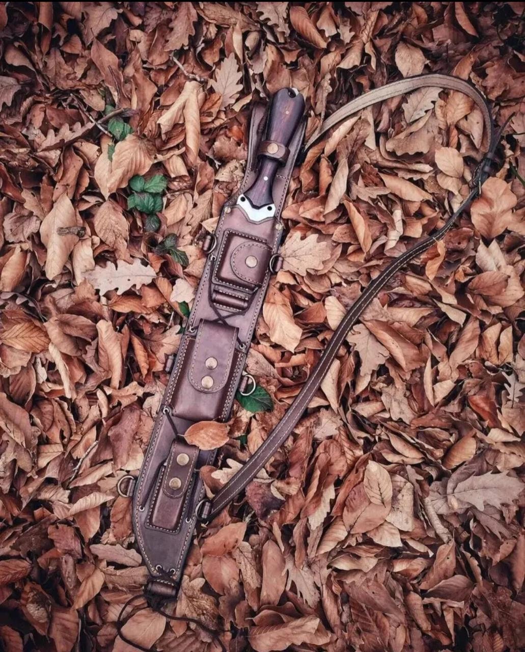 Handmade Forest Knife With Black Sling and Leather Sheath / SPRING ...