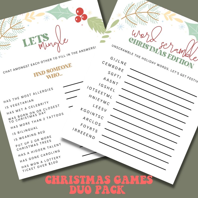 Printable Christmas Game Duo Pack Family Printable Game Holiday Games printable-christmas-game-duo-pack-family-printable-game-holiday-games