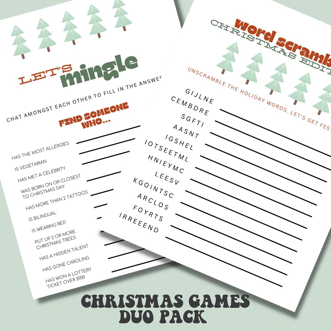 Printable Christmas Game Duo Pack, Family Printable Game, Holiday Games ...