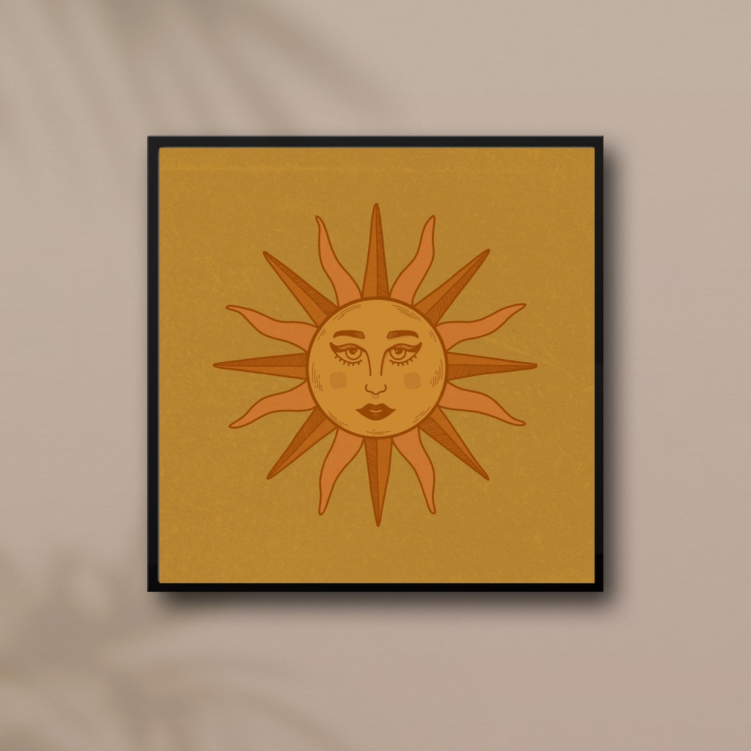 Retro Sun Wall Art Sun Art Print Celestial Print - Etsy