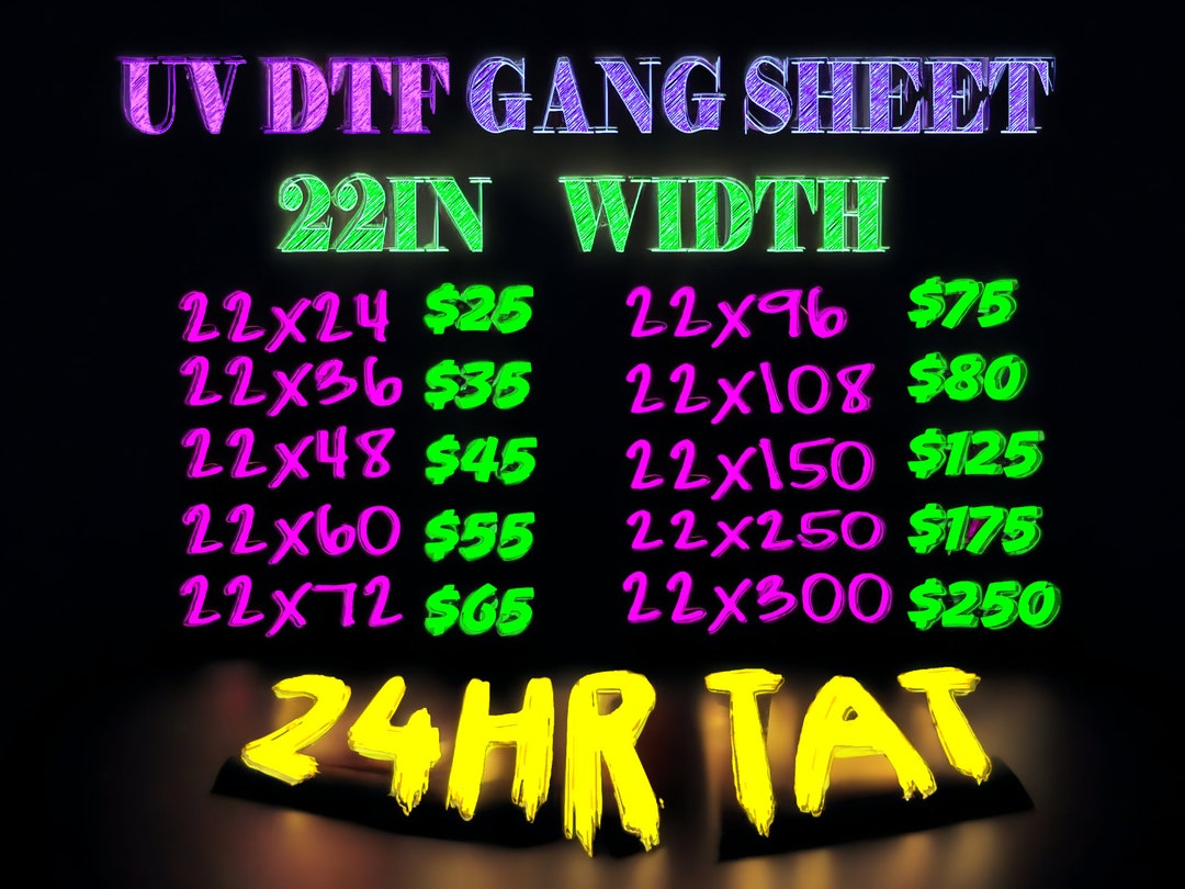 Custom UV DTF Gang Sheet, Decals, Stickers, Uv DTF Transfers, High ...