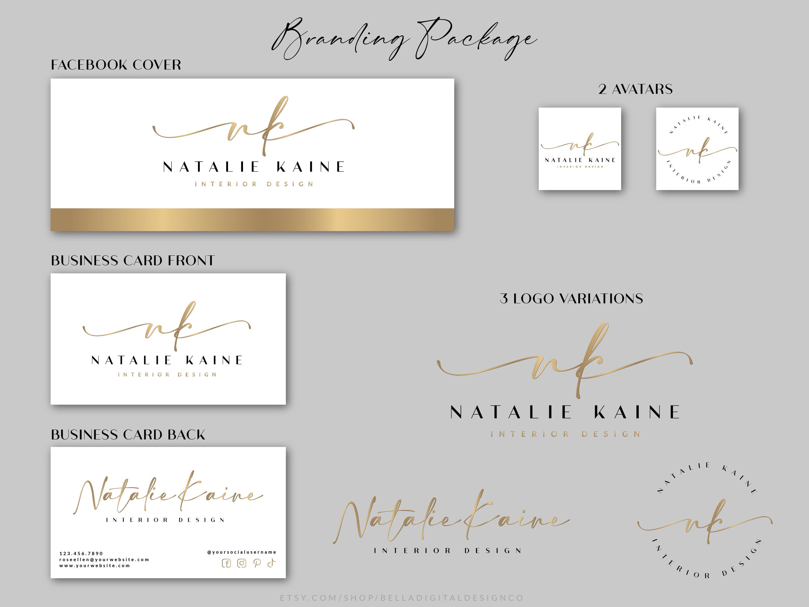 Script Initial Logo Business Logo Interior Design Logo - Etsy