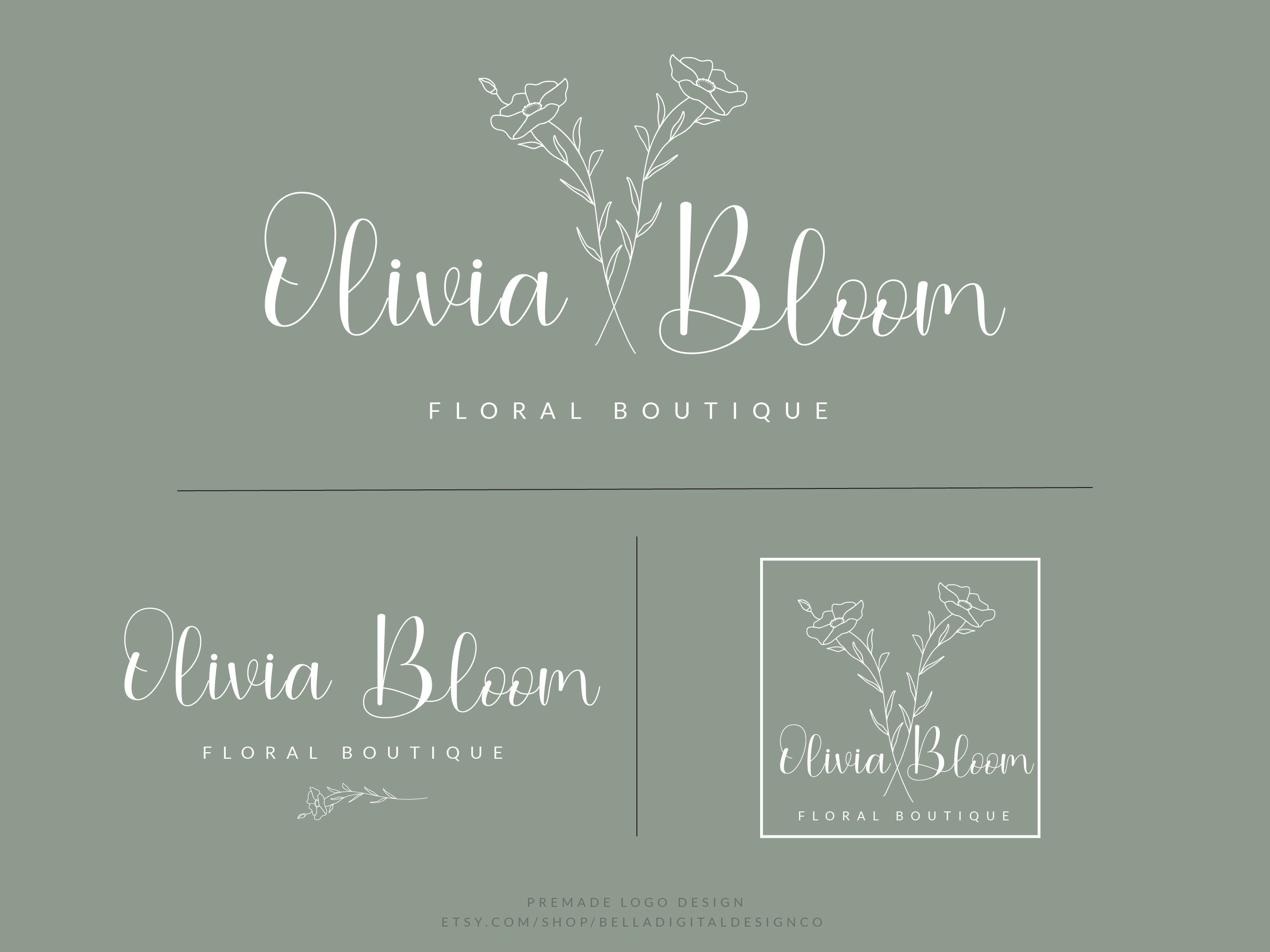 Floral Logo Design Flower Logo Florist Logo Boho Floral - Etsy UK