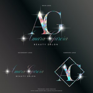 Iridescent Logo Design, Holographic Beauty Logo, Salon Logo, Premade ...