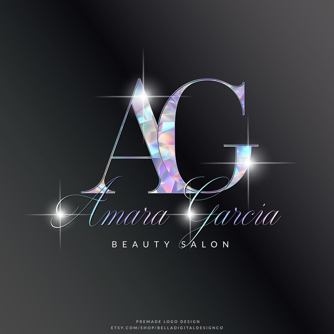 Iridescent Logo Design, Holographic Beauty Logo, Salon Logo, Premade ...