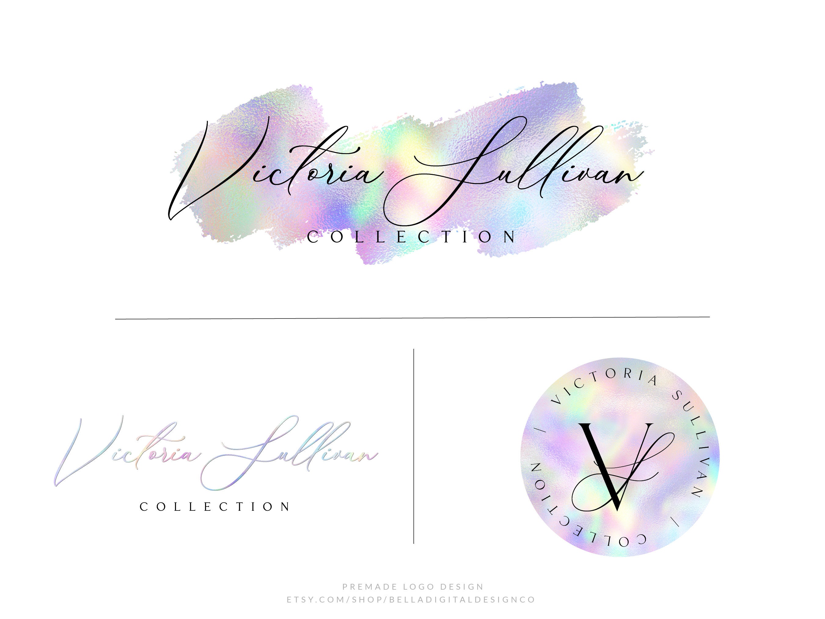 Holographic Logo, Beauty Logo, Luxury Logo, Glam Logo, Salon Logo ...