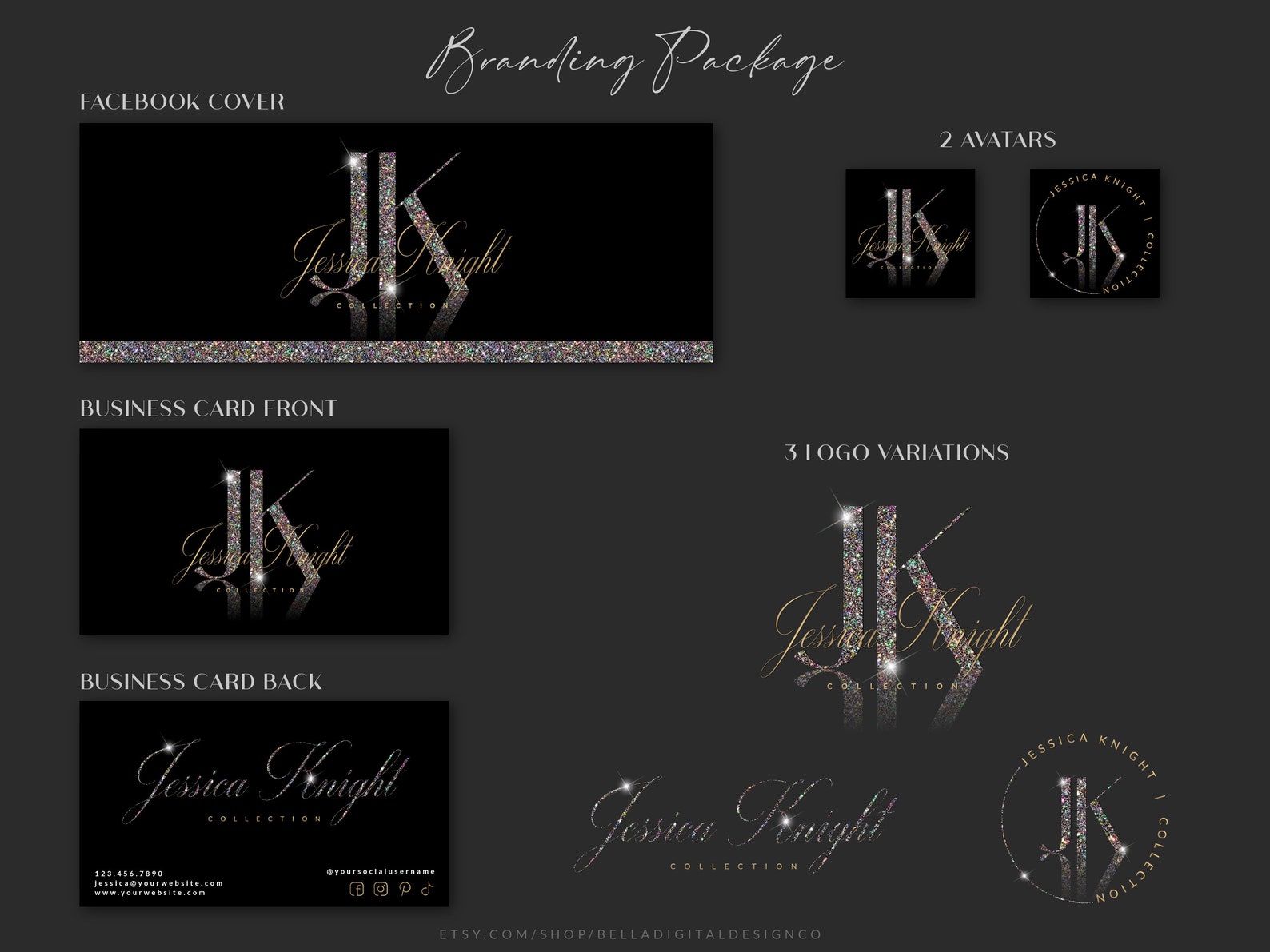 Glam Logo Sparkle Logo Diamond Glitter Logo Design Beauty - Etsy