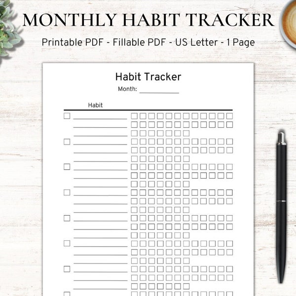 Weekly Habit Tracker Habit Tracker Printable Fillable Habit Tracker ...