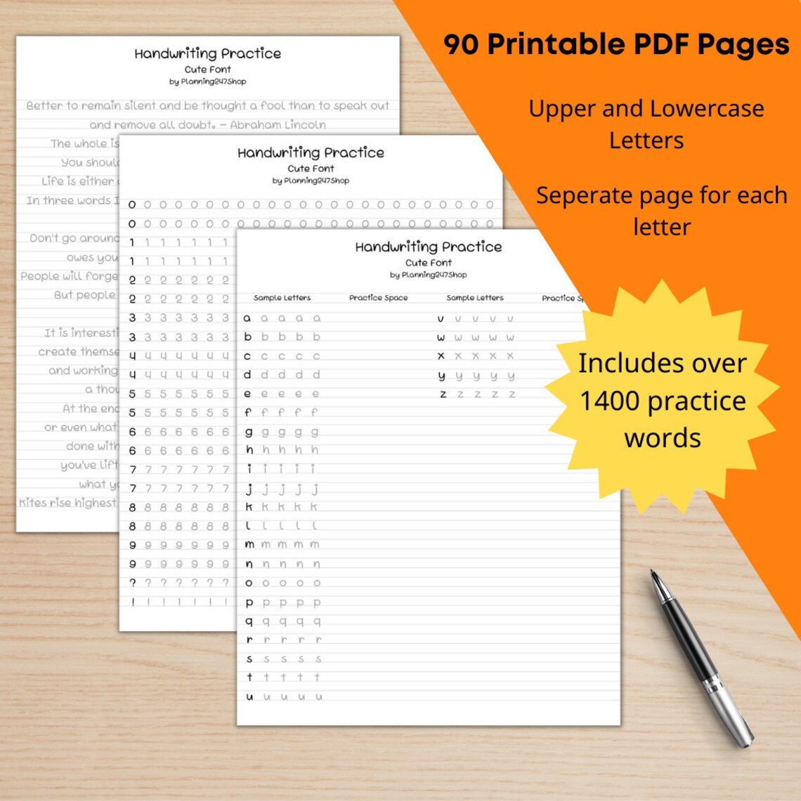 Cute Font Handwriting Practice Bundle | Handwriting Worksheet for Kids ...