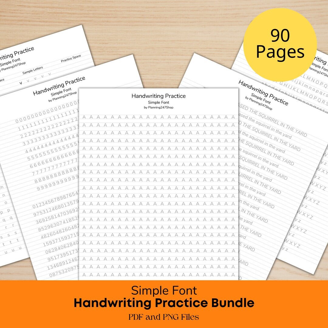 Simple Font Handwriting Practice Bundle | Handwriting Worksheet for ...