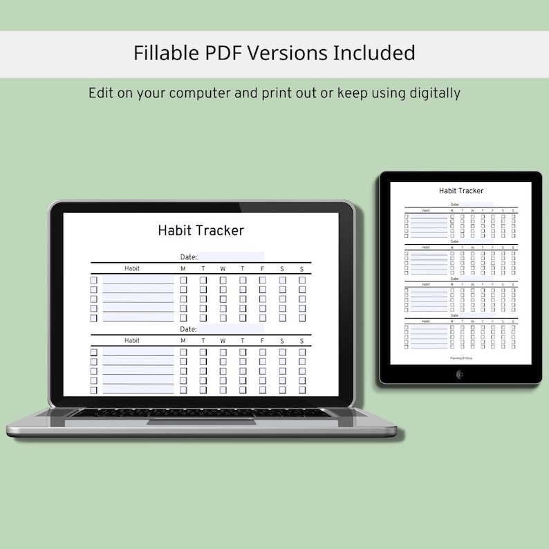 Simple Weekly Habit Tracker | Fillable Habit Tracker | Vertical Habit ...