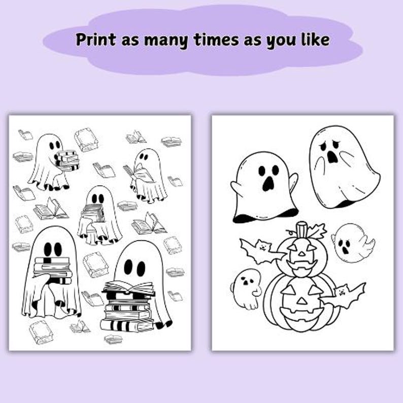 Cute Ghost Coloring Pages | Fall Coloring | Cute Coloring Book ...
