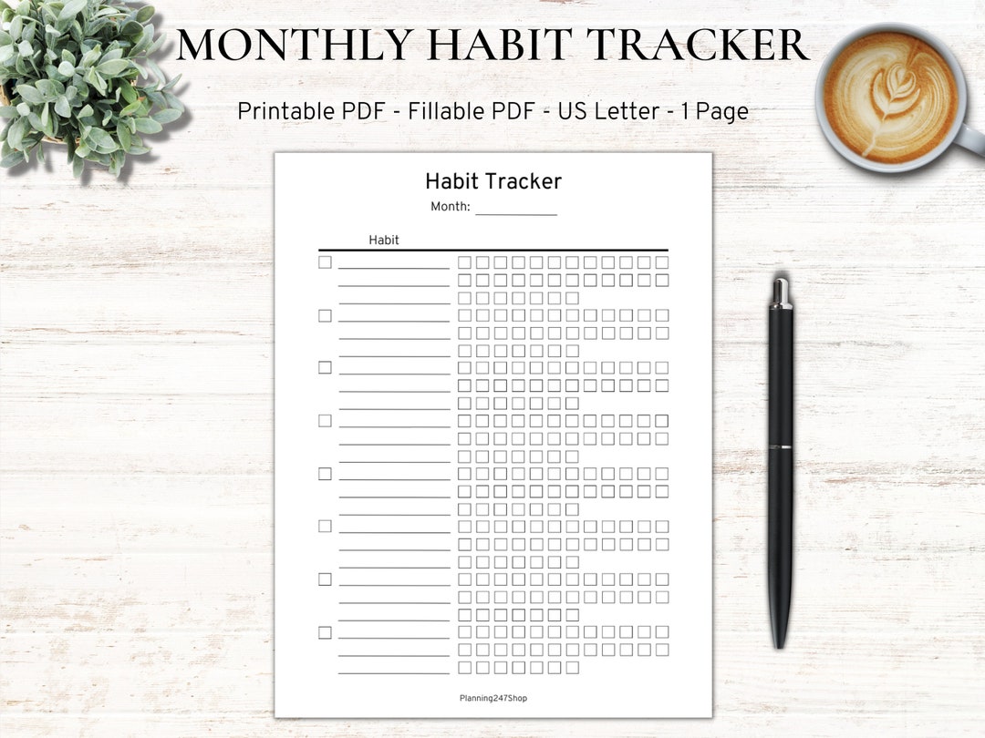 Monthly Habit Tracker Digital Habit Tracker Habit Tracker - Etsy