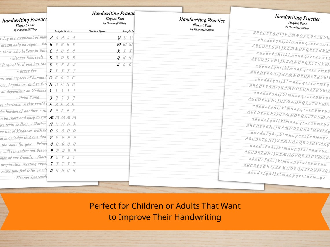 Elegant Font Handwriting Practice Bundle Handwriting - Etsy