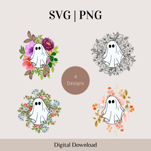 Floral Ghost SVG Bundle | Retro Halloween SVG | Halloween SVG Bundle ...