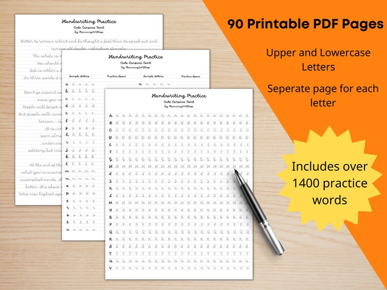 Cute Cursive Font Handwriting Practice Bundle Handwriting - Etsy