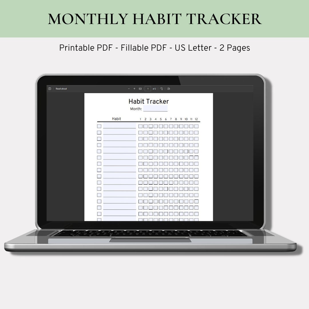 Monthly Habit Tracker | Habit Tracker Printable | Daily Routine ...