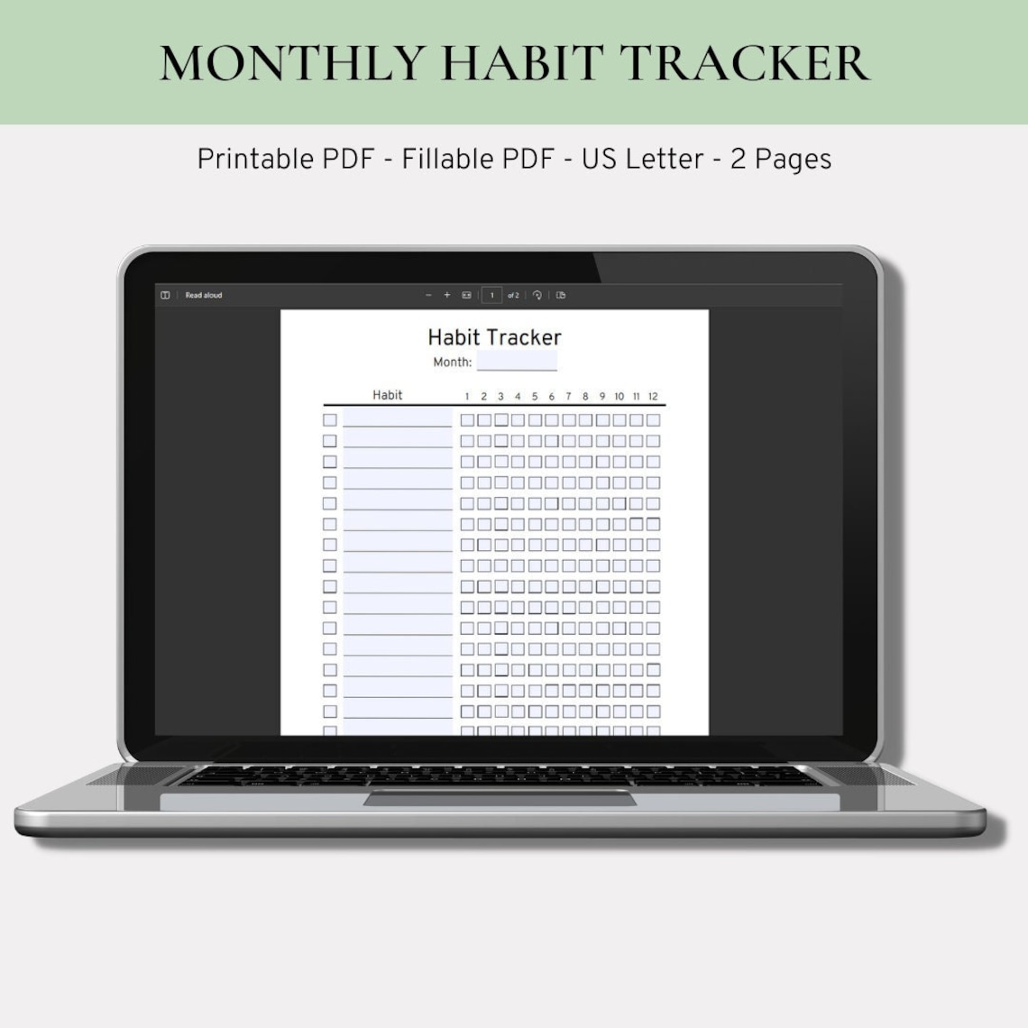 Monthly Habit Tracker Habit Tracker Printable Daily Routine Digital ...