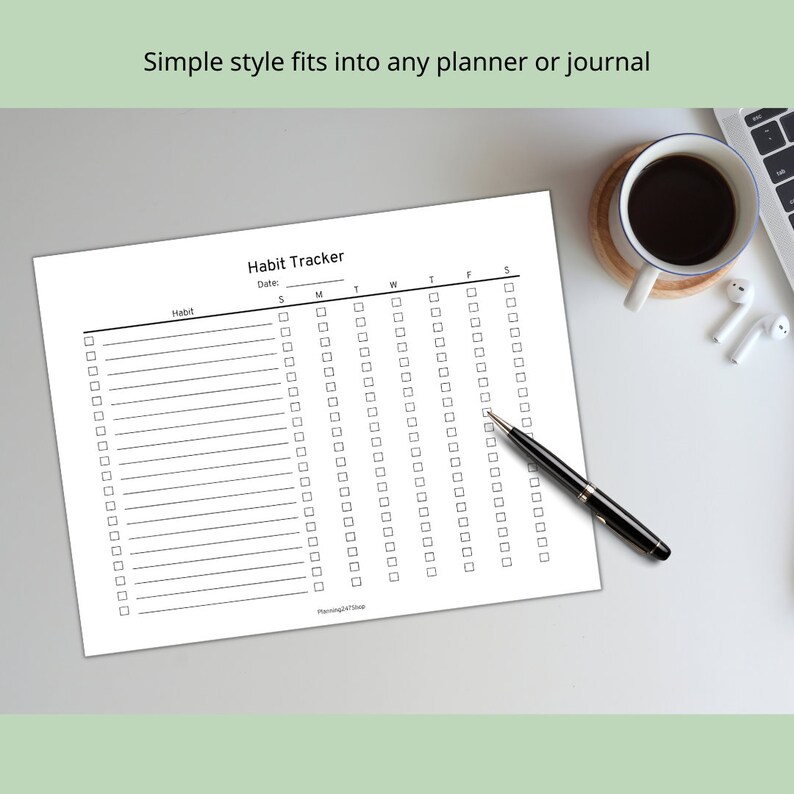 Weekly Habit Tracker Horizontal Habit Tracker Goal Tracker 7 Day Habit ...