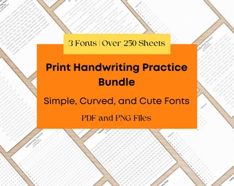 Cute Font Handwriting Practice Bundle | Handwriting Worksheet for Kids ...