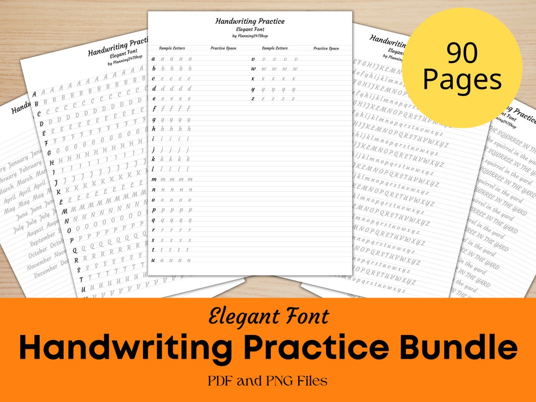 Elegant Font Handwriting Practice Bundle Handwriting - Etsy